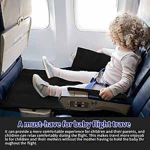 Airplane Seat Extender for Kids Toddler Airplane Bed Airplane Travel Essentials Airplane Footrest Leg Rest for Children to Lie Down on The Plane (Black)