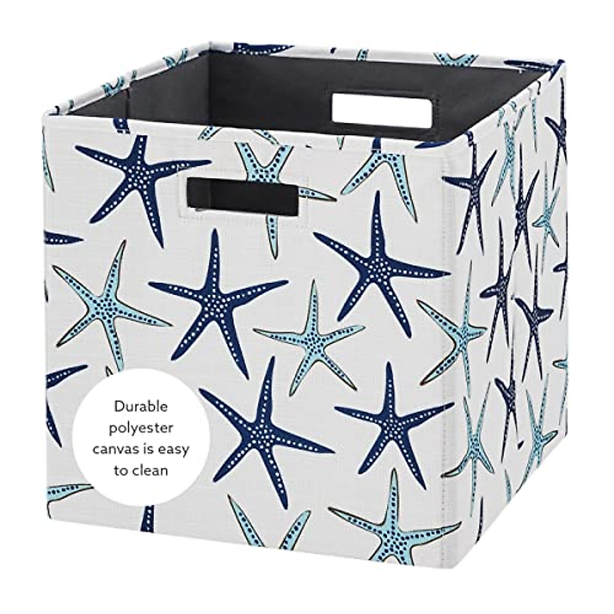 Linon White and Blue Starfish Print-Set of 2 Dawes Storage Bins