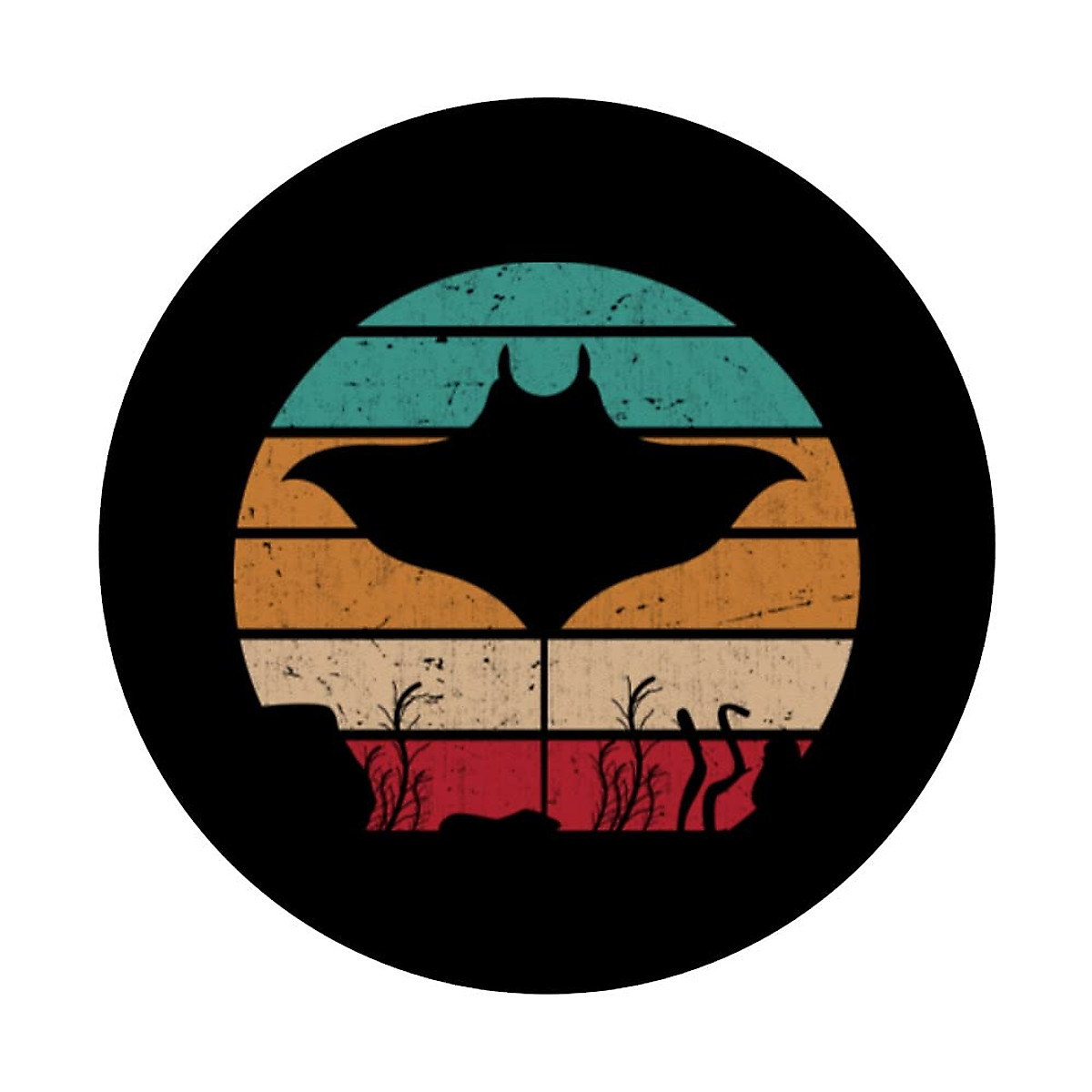 Retro Aquarium Freediving Ocean Animal Lover Manta Ray PopSockets Swappable PopGrip