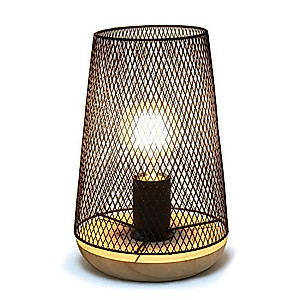 Simple Designs LT1074-BLK Wired Mesh Uplight Table Lamp, Black,5.5 x 5.5 x 9