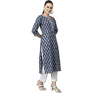 ROYALINK Indian Women's Tunic Tops Cotton Kurta for girls (as1, alpha, s, regular, regular) Grey