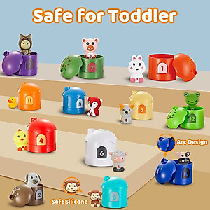 Aulynp Learning Toys for Toddlers 1-3, 24 Pcs Farm Animal Finger Puppets Baby Montessori Toys Barn Toy for Kids Toddler Sensory Toys Counting, Matching & Sorting Gift for Baby Boys Girls