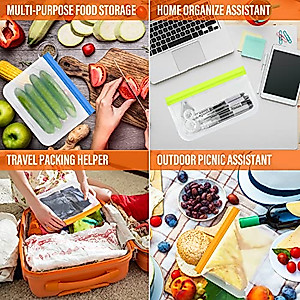 LISOVEVRR Reusable Storage Bags, 6 Pack Reusable Gallon Freezer Bags BPA Free Food Bags Leakproof Silicone Bag for Marinate Meats, Cereal, Sandwich, Snack, Home Organization