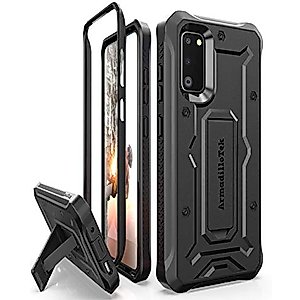 ArmadilloTek Vanguard Case Compatible with Samsung Galaxy S20 (6.2 inches) Military Grade Full-Body Rugged with Built-in Kickstand [Screenless Version] - Black