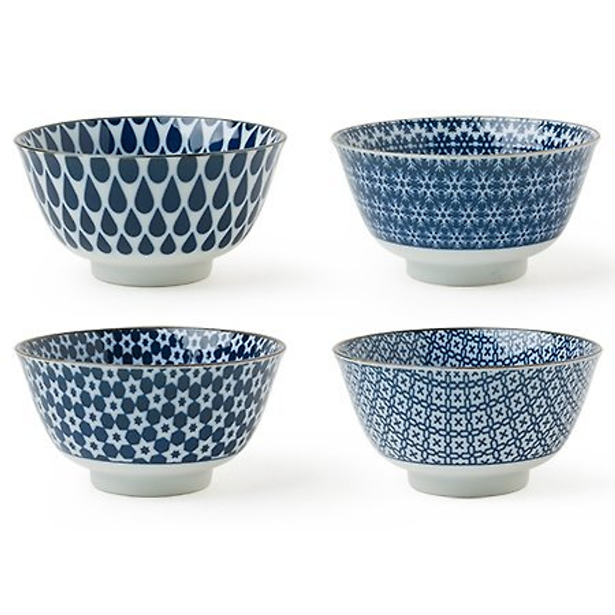 Miya 5" White and Blue Bowl Set