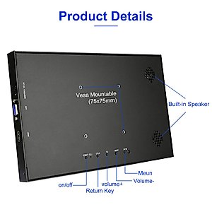 Prechen 11.6 inch Portable Monitor, 1366X768 External Screen for Computer Small Monitor for Laptop PS3 PS4 Raspberry Pi 3 2 1 Windows 7 8 10 System Home Office,Build in Speaker,60hz