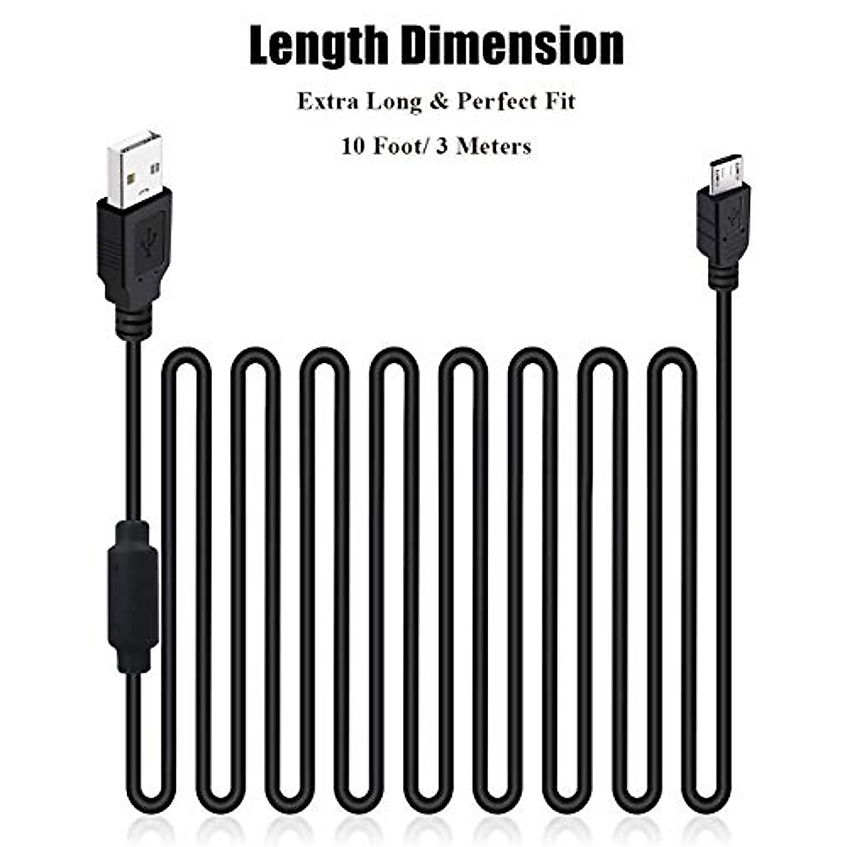 2 Pack 10FT PS4 Controller Charger Charging Cable with Magnetic Ring Compatible with Playstation 4/ DualShock 4/ PS4 Slim/Pro Wireless Controllers