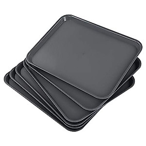 CadineUS 6-Pack Serving Trays, Plastic Fast Food Trays, Grey