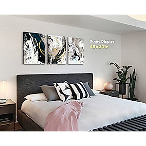 GIFTTWART Wall Art Bedroom Black and White Canvas Artwork for Walls Modern Abstract Graffiti Gold Wall Decor Home Decorations for Living Room Dining Room Office 36x16in