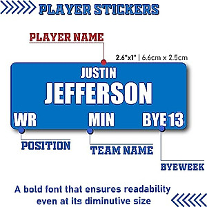 Fantasy Football Draft Board 2023-2024 Kit - Large Set with 576 Player Labels - Premium Color Edition[14 Teams 20 Rounds]