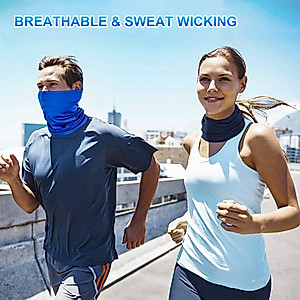 COOLZU 4 Pack Neck Gaiter Face Mask : Balaclava Mask & Bandana Headband for Men Women (Blue&black&gray&dark Blue)