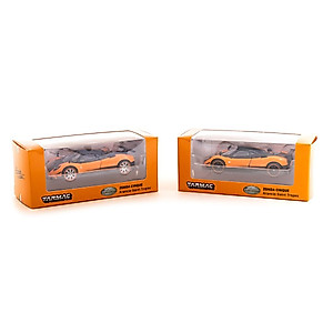 Pagani Zonda Cinque Arancio Saint Tropez Orange Metallic and Black Global64 Series 1/64 Diecast Model Car by Tarmac Works T64G-TL021-OR