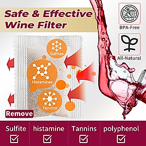 Trobing Wine Filter 12 Bags, Removes Sulfites Histamines and Tannin, All Natural Purifier Filters