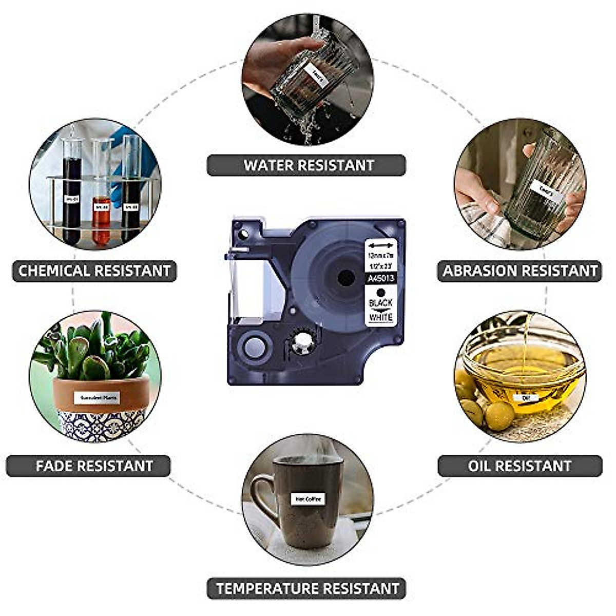 6-Pack Compatible Dymo D1 Label Tape 45013 S0720530 Replace for DYMO D1 A45013 Refills，Black on White,1/2 Inch x 23 Ft for Dymo LabelManager 160 420P 210D 280 360D PnP Label Maker