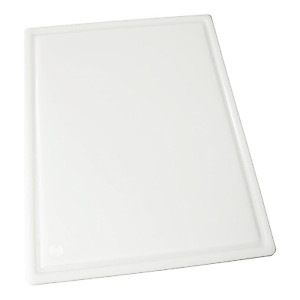Winco Heavy-Duty Plastic Cutting Board with Groove, 18" x 24" x 3/4", White