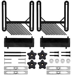 Dual Deluxe Stackable Featherboards with Riser Blocks Aluminum Miter Lock Bar and T Bolt Hardware for Track or Miter Slot Mounting Ideal for Table Saws Router Tables and Band Saws