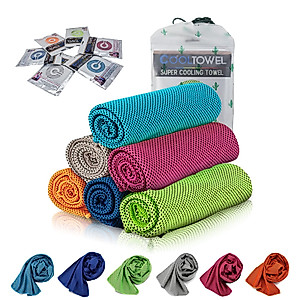 GUGELIVES [6 Pack] Cooling Towel, Ice Sports Towel, Cool Towel for Instant Cooling,for Yoga, Travel, Golf, Gym,Camping, Fitness, Running, Workout & More Activities (35"x12")