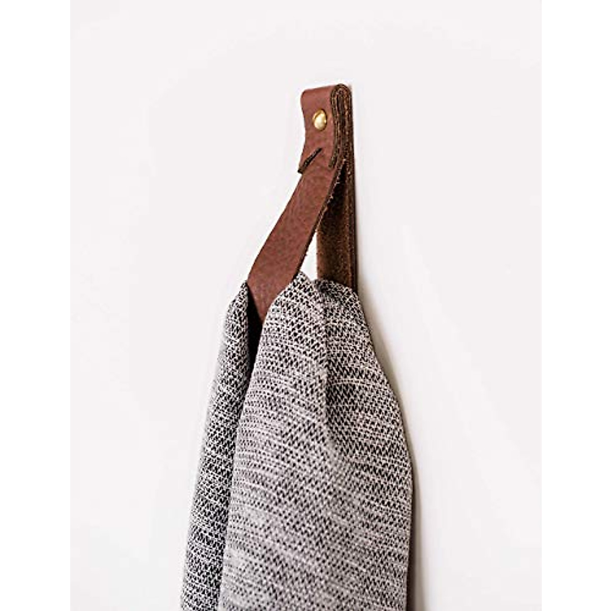 KEYAIIRA - Medium Leather Wall Hook, minimalist leather strap hanger for bath towel holder leather wall hook strap towel hook bathroom decor brass towel ring nordic home