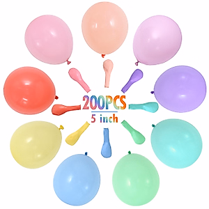 BEISHIDA 200pcs 5 Inch Pastel Balloons, Assorted Colors Small Party Balloons, Spring Rainbow Macaron Colors, Latex Balloons for Balloon Garland Arch, Birthday Wedding Baby Shower Party Decorations