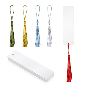 SAVITA Acrylic Bookmark 1.2 x 4.7 inch, 15pcs Clear Bookmark Blank Bookmarks with Tassels for DIY Project Crafts Making Handbag Decoration (5 Colors)