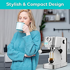 CASABREWS Compact Espresso Machine 20 Bar With Milk Frother Steam Wand, Professional Cappuccino Machine With 49 oz Removable Water Tank for Lattes, Macchiatos, Gift for Dad Mom Wife