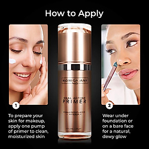 Monica Ann Beauty Dual-Action Face Primer - 30 mL | Hydrating Makeup Primer With Vitamin C & Hyaluronic Acid | Smoothing Translucent Matte Pore Minimizer | Foundation Primer For Any Skin Tone