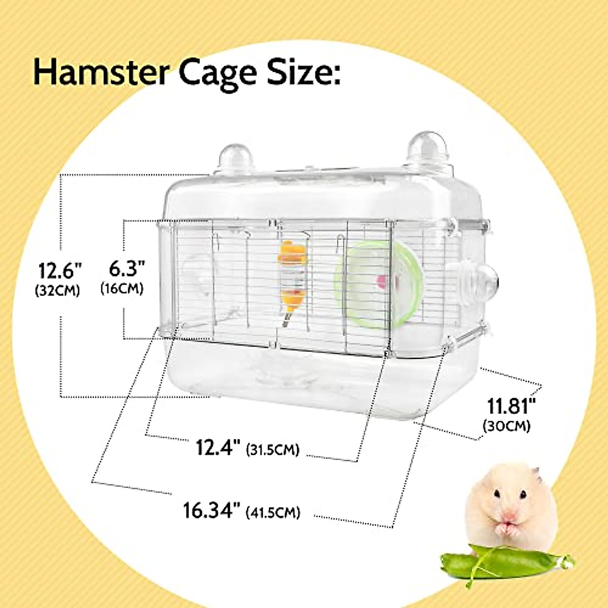 PUPPIFUN Large Transparent Hamster Cage, Connectable and Expandable Hamster Habitat, Includes Exercise Wheel, Food Dish, Water Bottle and 15 Pcs DIY Tunnel for Small Syrian Hamster