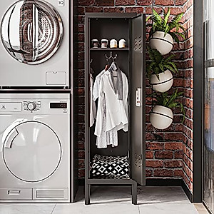 STANI Metal Locker, Metal Cabinet for Home Office, Metal Storage Locker with Doors and Shelves, Lockable File Cabinet Organizer Coat for Gym, School, Office