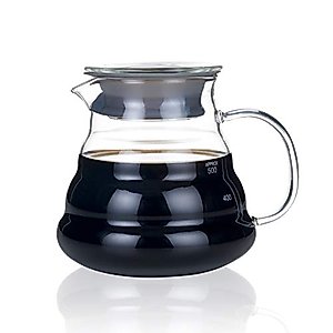 BLUE BREW BB1008 600 ML(20oz), Glass Coffee Server for Pour Over Coffee Maker, Heat Resistant Glass Coffee Carafe