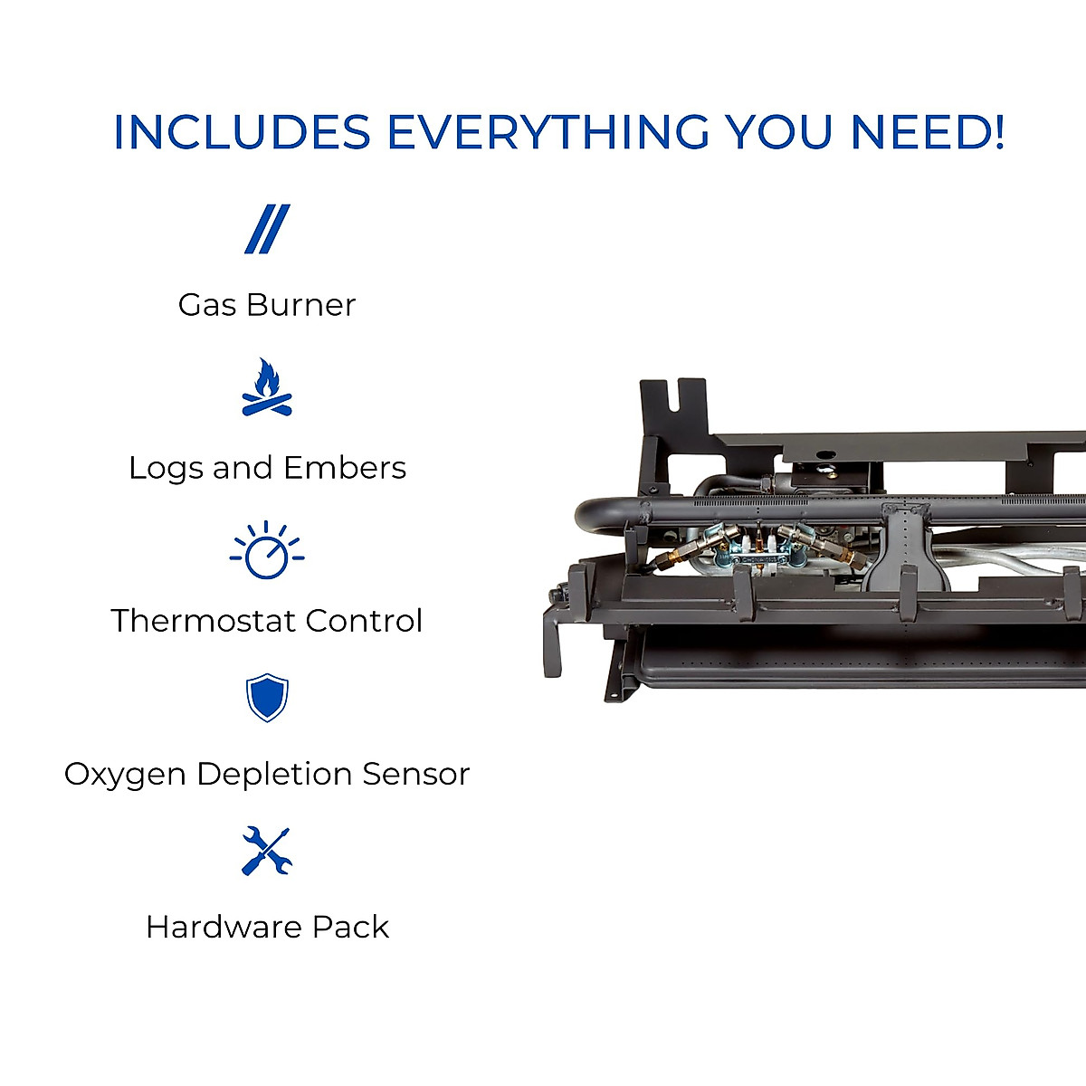 Duluth Forge DLS-24T-1 Dual Fuel Ventless Fireplace Logs Set with Thermostat, Use with Natural Gas or Liquid Propane, 33000 BTU, Heats up to 1100 Sq. Ft, Split Red Oak, 24 Inches