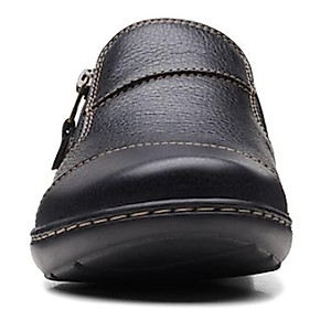 Clarks Women's Cora Harbor Loafer, Black Leather, 10 Wide
