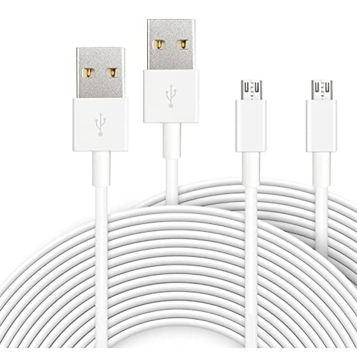 ANLINK 2 Pack 16.4ft 5M Power Extension Cable for Wyze Cam,YI Camera, Nest Cam, Blink, Netvue, Kasa Cam,USB to Micro USB Extension Charging and Data Sync Cord for Home Security Camera and More