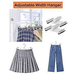 Pants Hangers with Clips 20 Pack Skirt Hangers Adjustable Metal Slack Space Saving Hangers Clothes Hangers Ultra Thin Durable Hangers for Clothes Jeans Pants Skirt Trouser