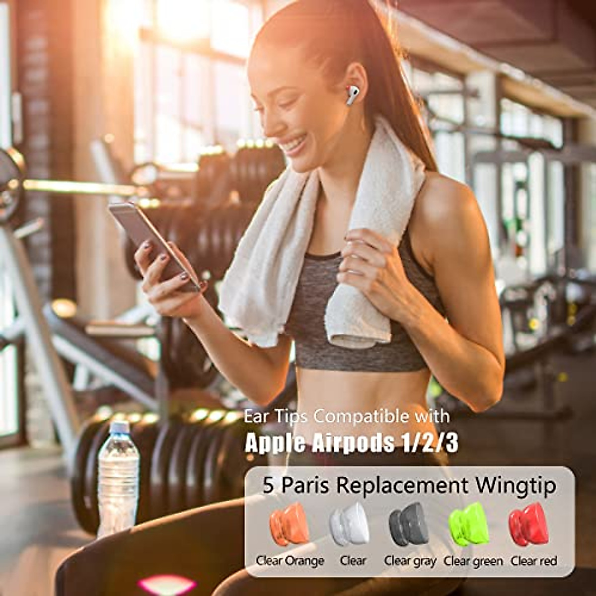 [5-Pair] SUIHUOJI Newest Airpods Ear Tips Cover with Noise Reduction Hole, Silicone Earbud Tips for Airpods 3/2/1 NOT Fit in The Charging Case, Anti Slip/Dust/Dirt(Colorful)