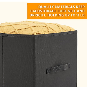 Somdot Fabric Storage Bins with Handle, 10.6 Inch Collapsible Storage Cubes, Foldable Organization Baskets for Closet Shelves Offices Toys, Set of 6 - Black
