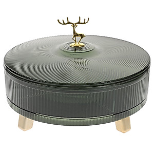 SHERCHPRY Snack Serving Tray with Lid Divided Candy Nut Serving Container Round Appetizer Tray Dried Fruit Storage Box for Home Party