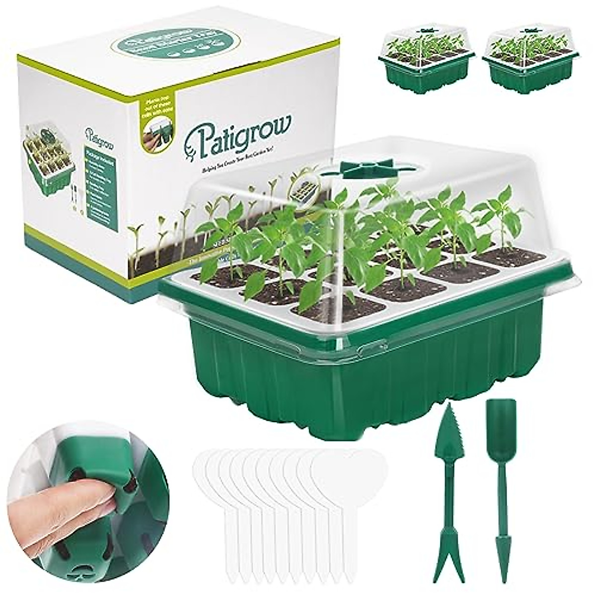 Patigrow 3 Packs Seed Starter Tray Flexible Silicone 36 Cells Reusable Seed Starter Kit with Humidity Dome Dishwasher Safe Seed Starting Trays Plant Starter Kit Indoor Greenhouse for Seed Starting