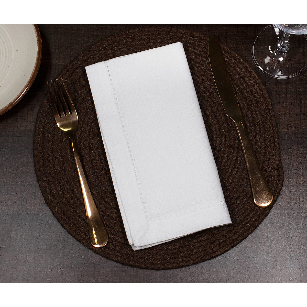 PurpleEssences Set of 12 Hemstitch Cloth Dinner Napkins 100% Cotton - Soft Durable Washable -Ideal for Wedding Fall Thanksgiving and Christmas - Perfect Everyday Use Table Linen 18x18 - White