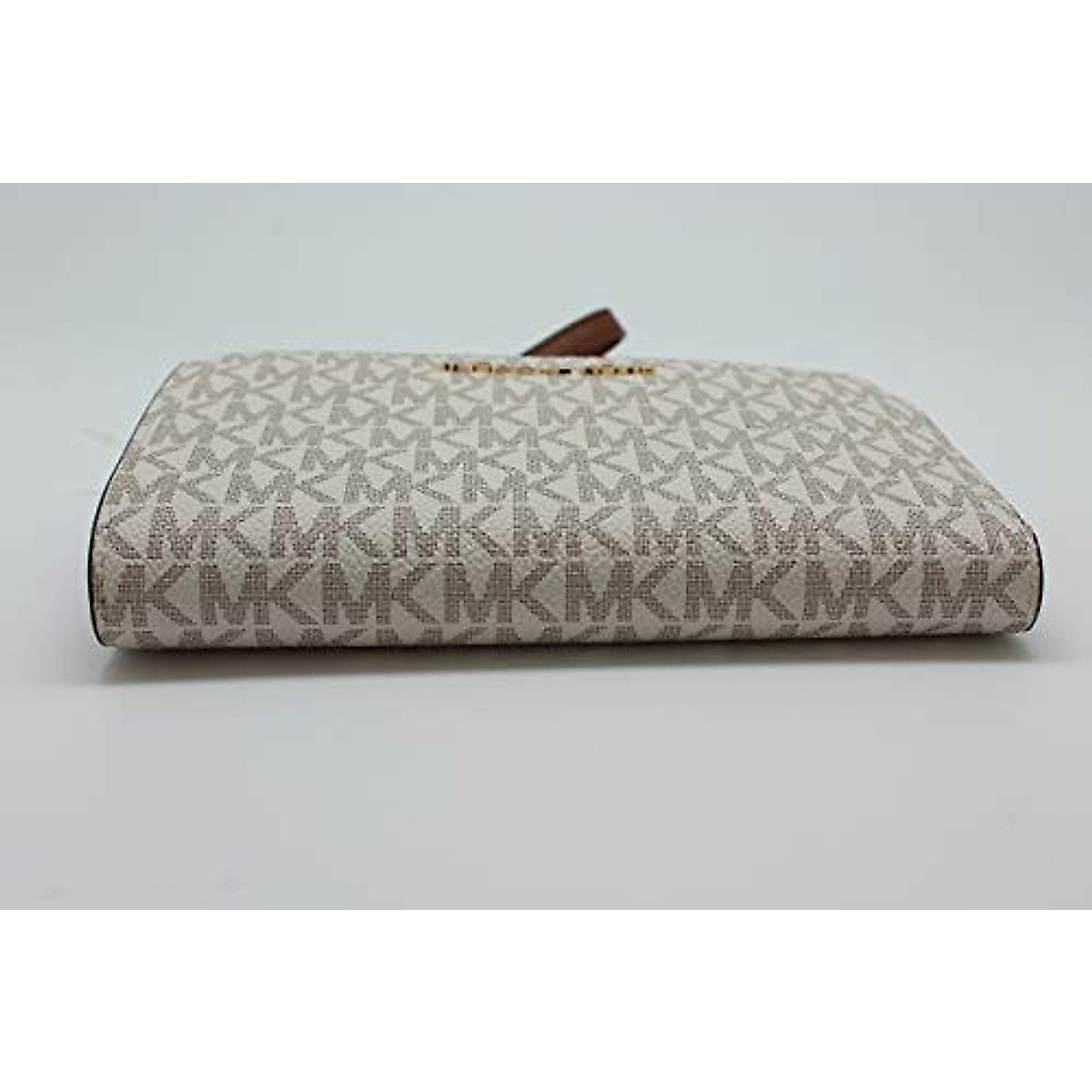 Michael Kors Jet Set Travel Double Zip Wristlet - Signature PVC (Vanilla PVC/Dark Acorn)