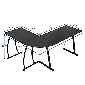 ZenStyle L-Shape Corner Computer Desk Home Office PC Laptop Table Multipurpose Gaming Workstation with Solid Steel Frame/Waterproof Desktop