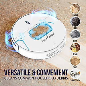 SereneLife Smart Automatic Robot Cleaner-1400 PA Charging Robo Vacuum Cleaner with Docking Station, Self Activation, Anti-Fall Sensors-Carpet, Hardwood, Linoleum, Tile-Pure Clean, White