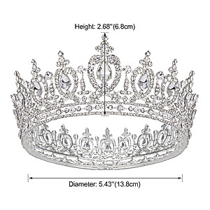 AW BRIDAL Wedding Crown Tiara Crystal Birthday Crown for Women Rhinestone Queen Crown Bridal Party Pageant Crown Wedding Hair Accessories for Brides (Silver)