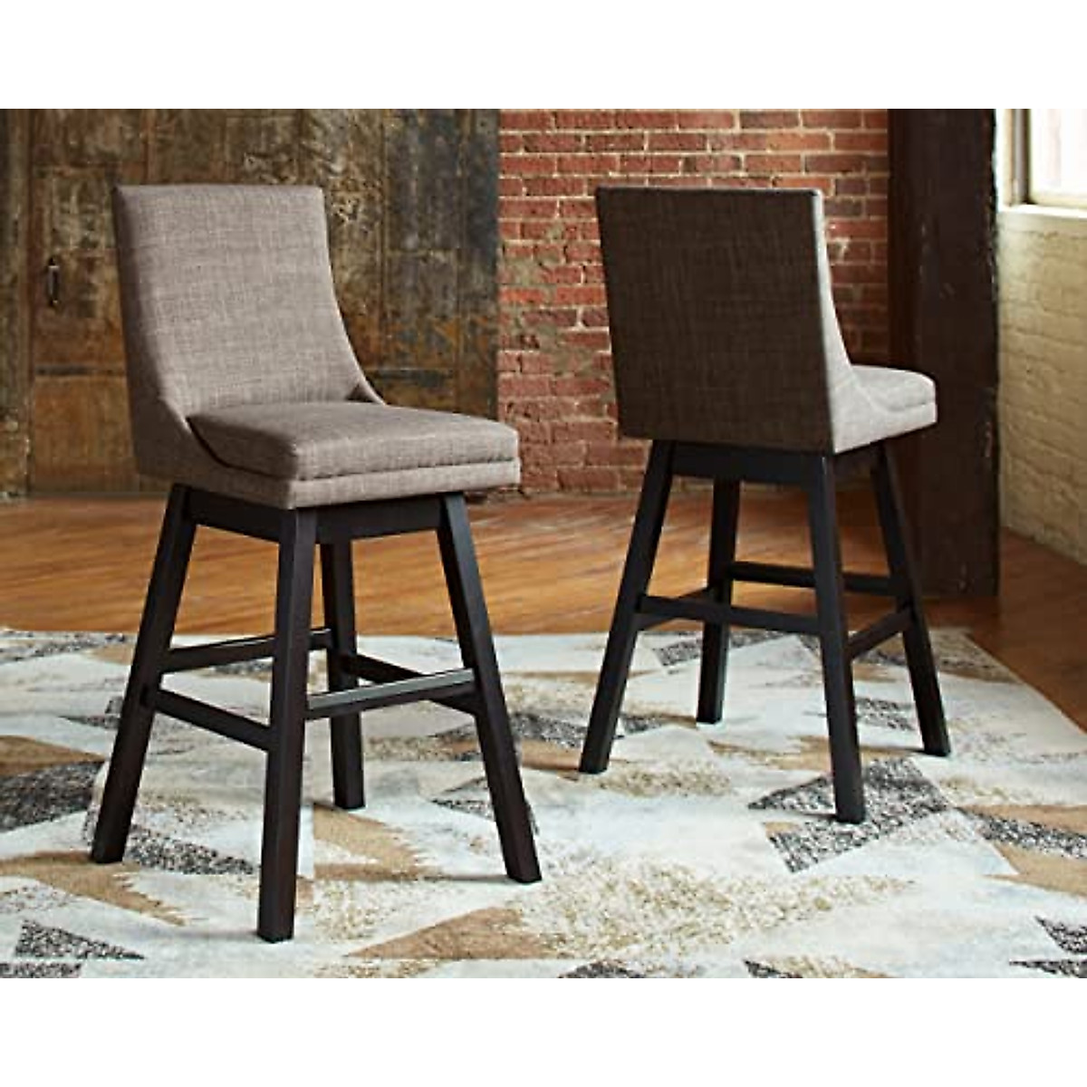 Signature Design by Ashley Tallenger 30" Upholstered Swivel Pub Height Barstool, Set of 2, Light Gray