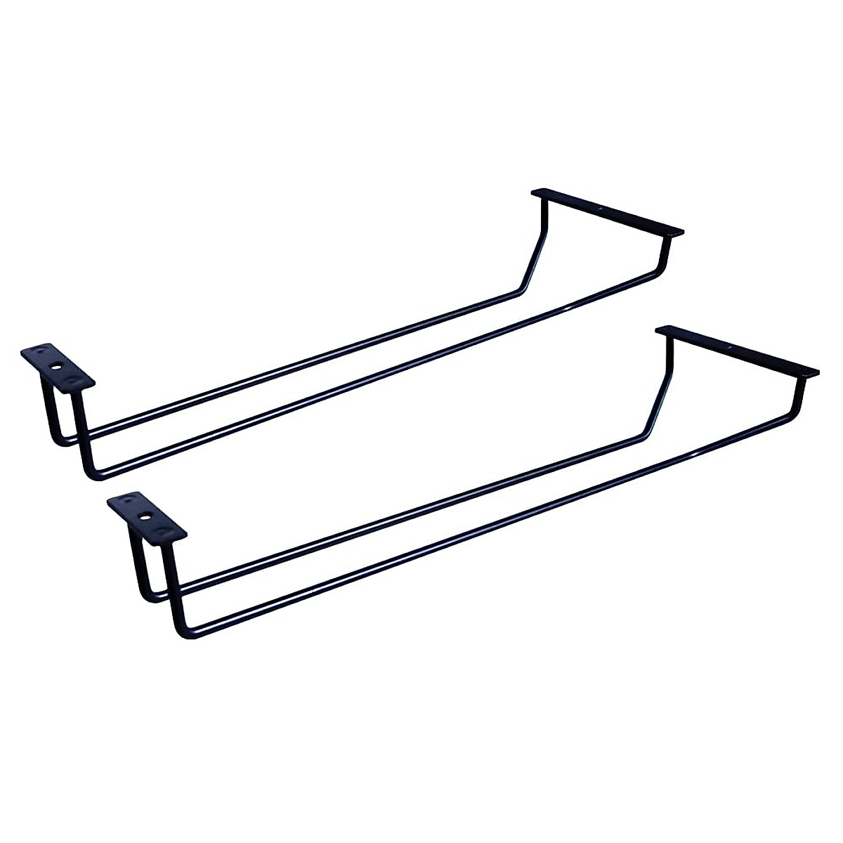 ADYAQRI Black Wine Glass Holder 14 Inch Stemware Racks Wine Glass Hanging Rack suitable for storage table Cabinet and bar (2 Pack)