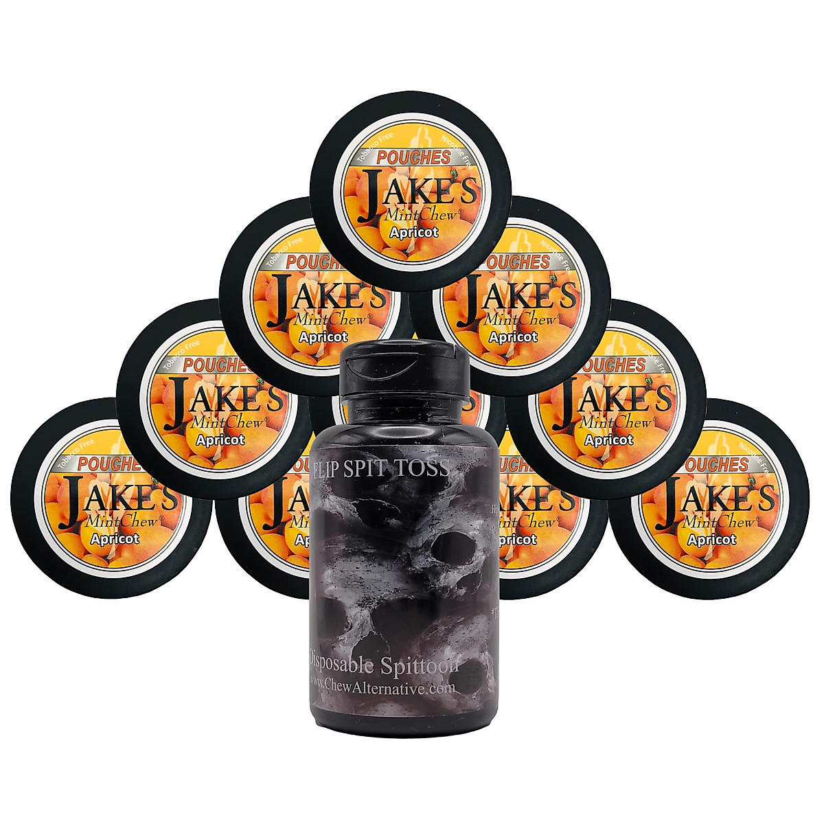 DC Crafts Nation Mud Bud Spittoon Skulls with 10 Cans Jake's Mint Chew Apricot Pouches