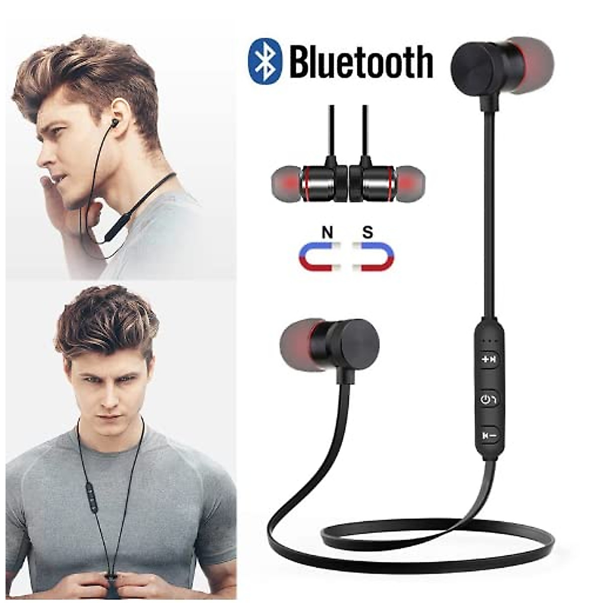 Bluetooth Bass Boosted Earbud Headphones Necklace Earbuds Headset Earphones Multi Button Volume Control Dashboard Used for Outdoors Working Out Relaxing, Talking in Business Meeting Etc.
