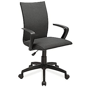 Leick Black Linen Apostrophe Office Chair with Black Caster Base