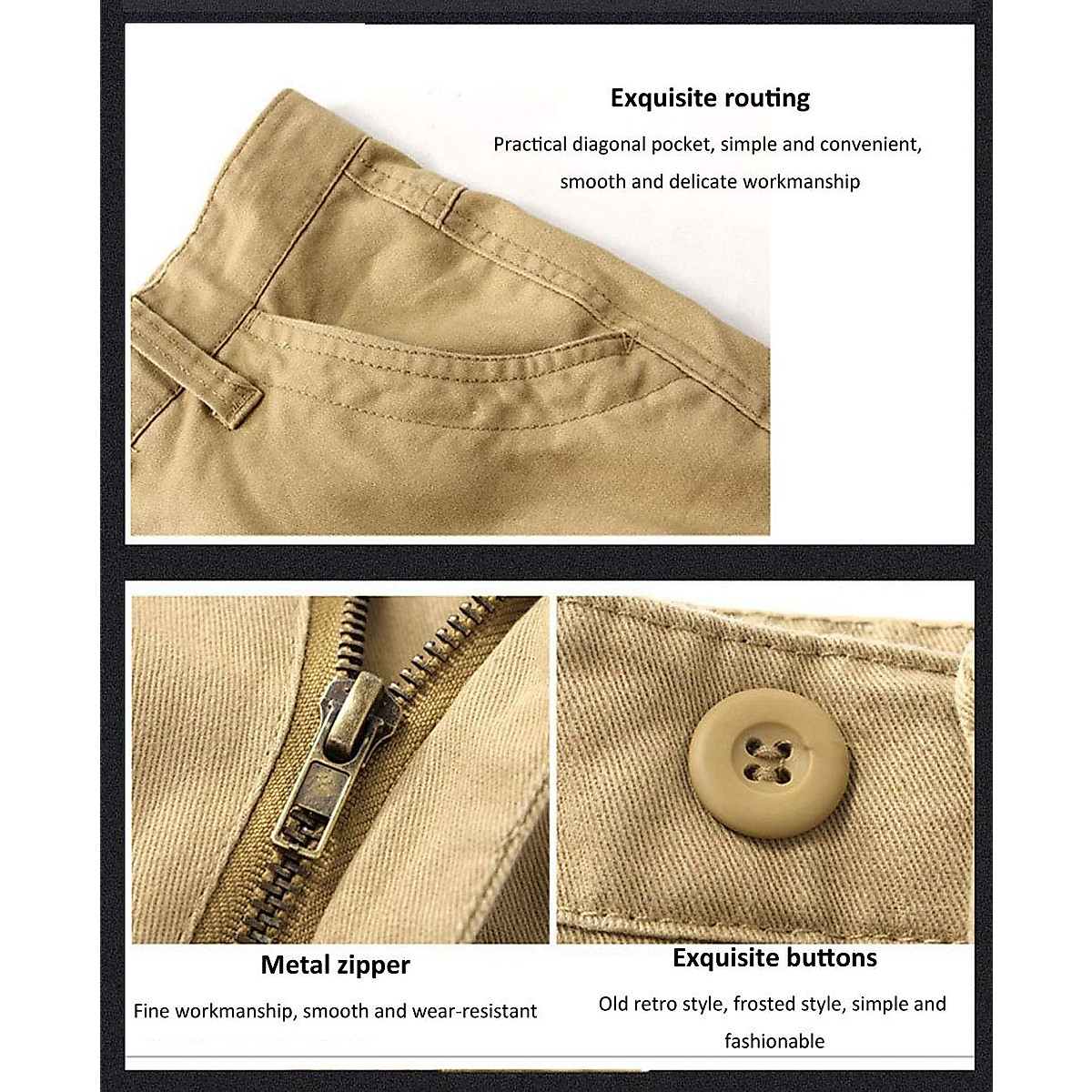 Lilychan Men's Lightweight Cargo Trouser Hiking Pants Army Combat Work Pants Casual Pants with 6 Pocket (38, Khaki)