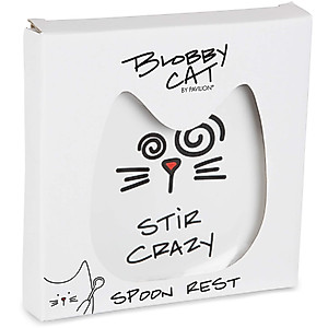 Pavilion Gift Company Blobby Cat, Cat Spoon Rest "Stir Crazy", 5", White