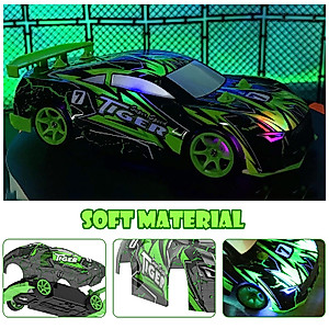 FLYNOVA 4WD RC Drift Car,Light Up Racing Toys for Kids Age 6 7 8 9 10-12,14 KM/H High Speed Vehicle,Easter Thanksgiving Christmas Birthday Fun Gifts for Boys Girls Teens